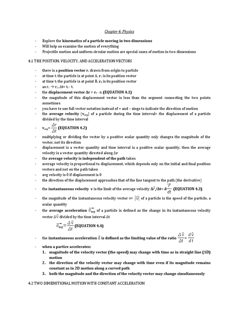 Chapter 4: Physics: I 1 F 1 2 F I | PDF | Acceleration | Velocity