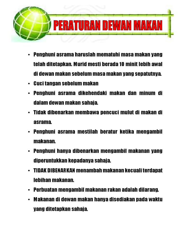Peraturan Dewan Makan | PDF