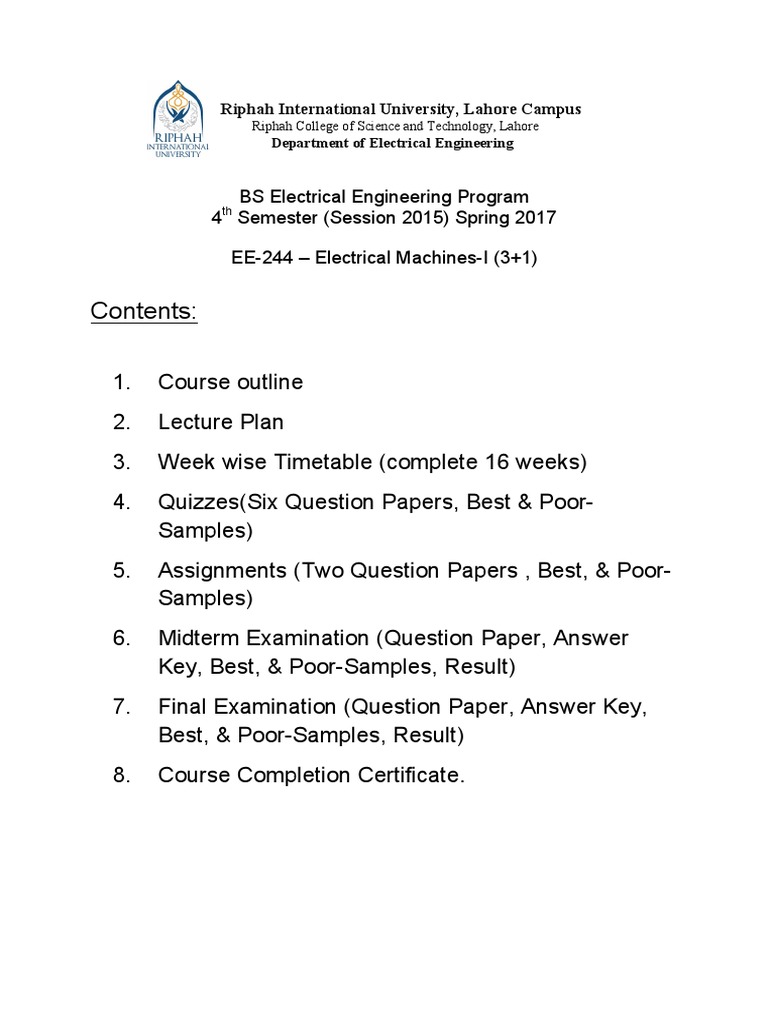 Course Folder Format | PDF | Transformer | Electric Motor