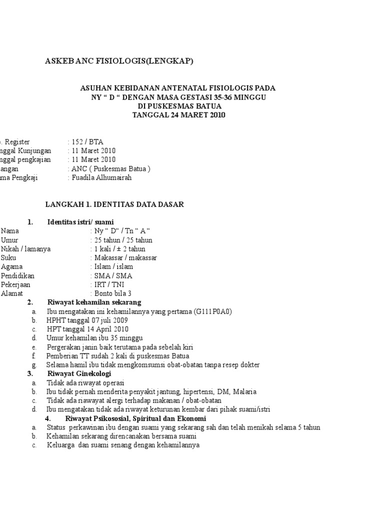 Askeb Anc Fisiologis | PDF | Kesehatan Holistik