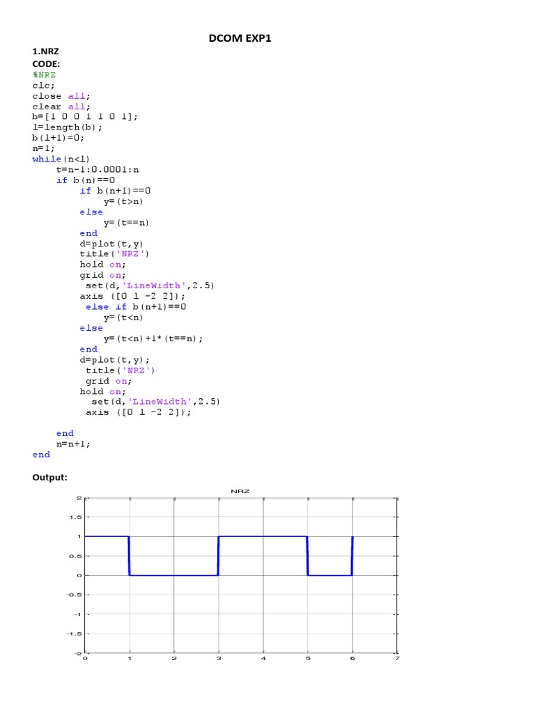 Dcom Exp1: 1.NRZ Code | PDF