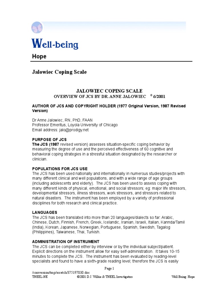 Jalowiec Coping Scale Overview | PDF | Coping (Psychology) | Optimism
