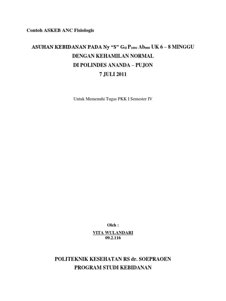 Contoh ASKEB ANC Fisiologis | PDF