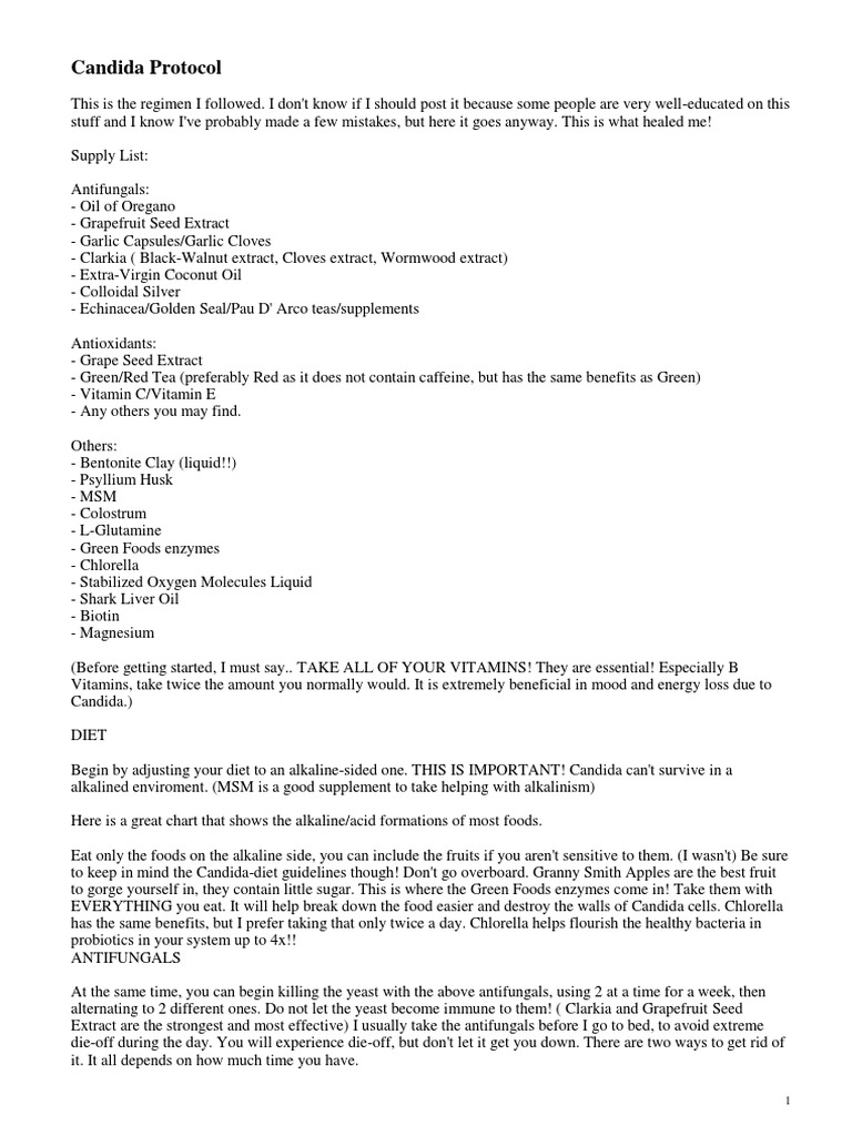 Candida Protocol | PDF | Probiotic | Candidiasis