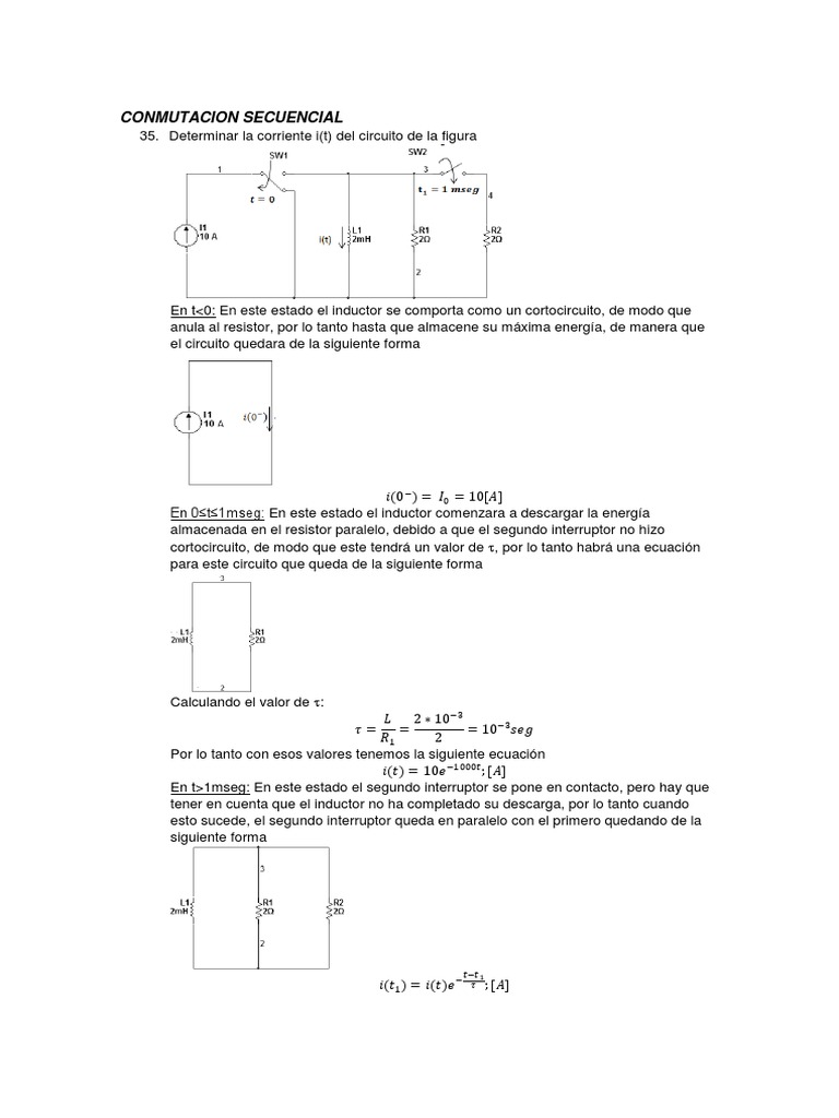 CONMUTACION SECUENCIAL Circuitos | Ecuaciones | Inductor