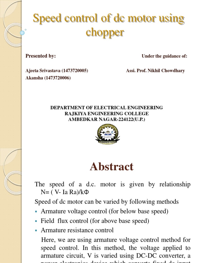 DC Motor Speed Control via Chopper | PDF | Electric Motor | Direct Current