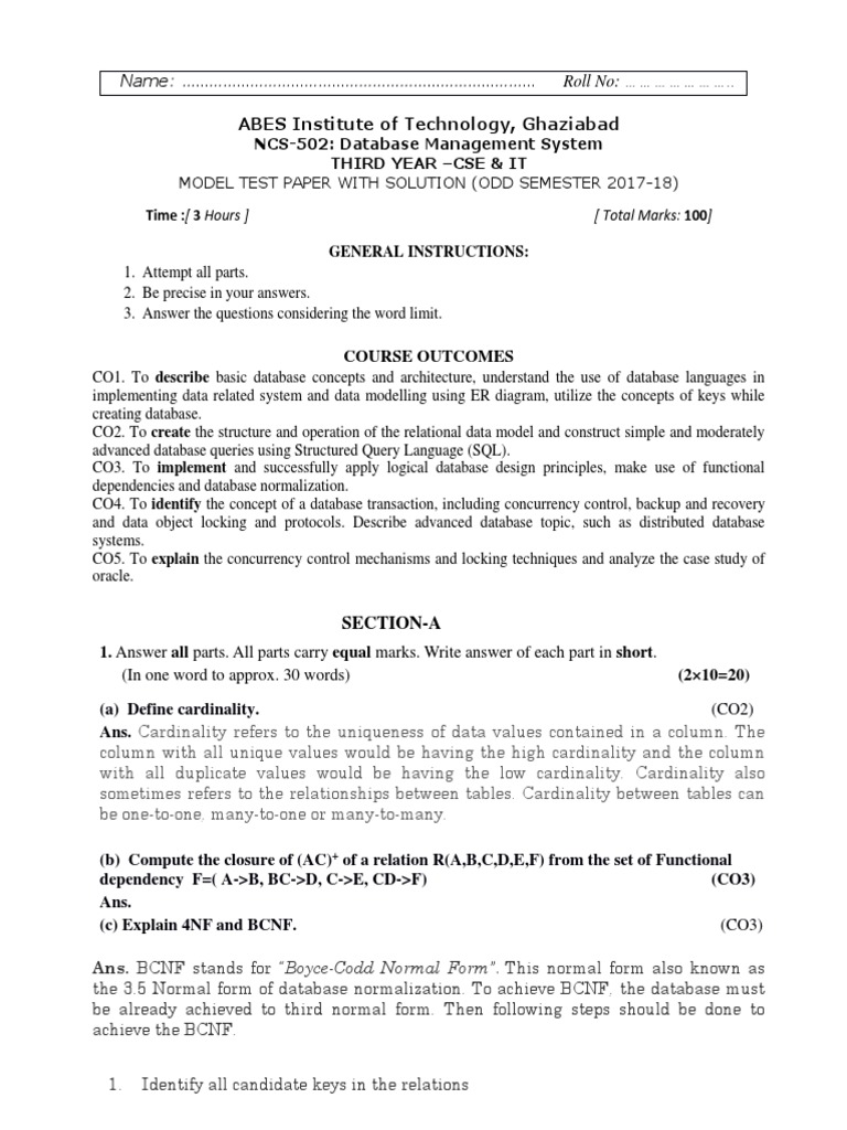 MTP Solution | PDF | Database Transaction | Databases