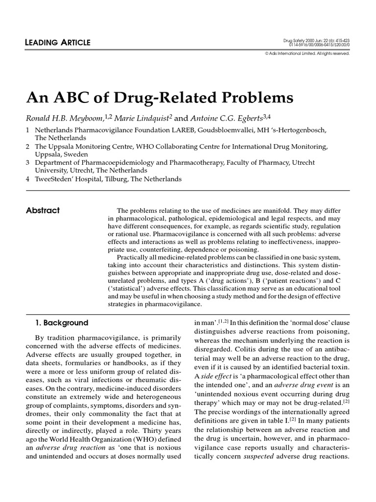 6 ABC of Drug-Related Problems PDF | PDF | Adverse Effect ...