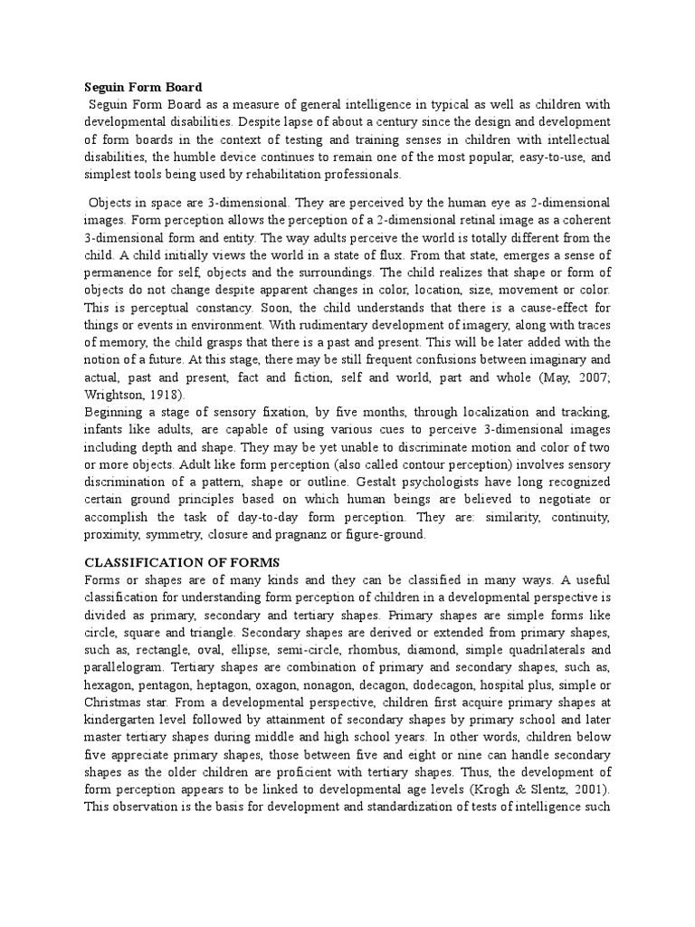 Seguin Form Board | Shape | Perception