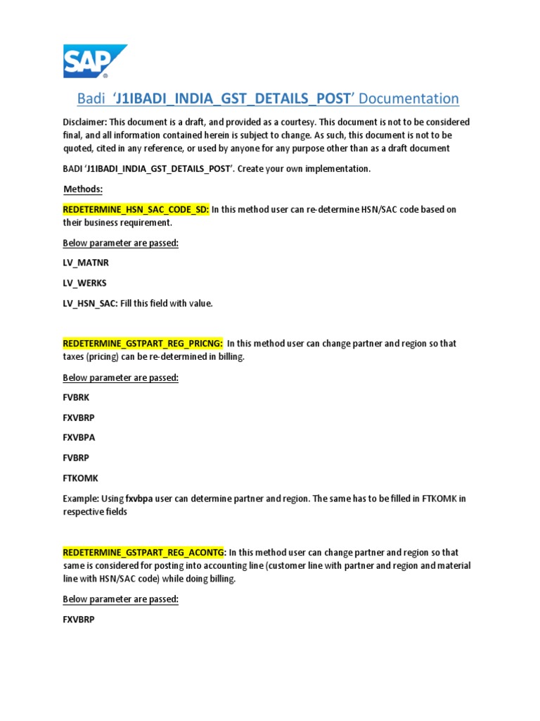 BADI Documentation PDF | PDF