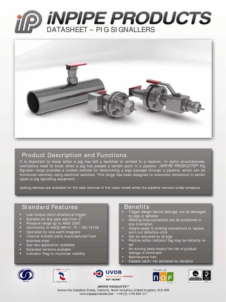 Datasheet - Pig Signallers: Product Description and Functions | PDF ...
