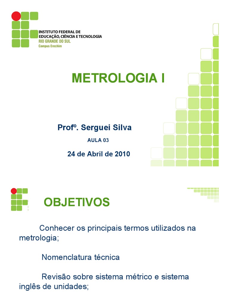 Aula 3 - Metrologia 03 | Download grátis PDF | Medição | Metrologia