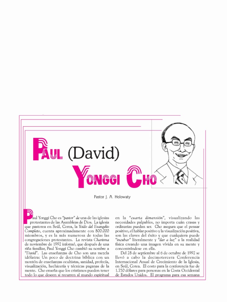 Crítica a las enseñanzas de David Yonggi Cho | PDF | Fe | espíritu Santo