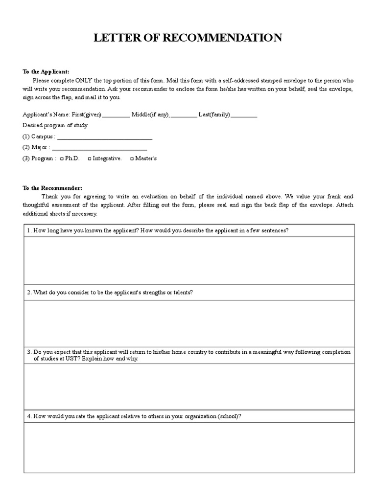 Letter of Recommendation | PDF | Envelope | Mail