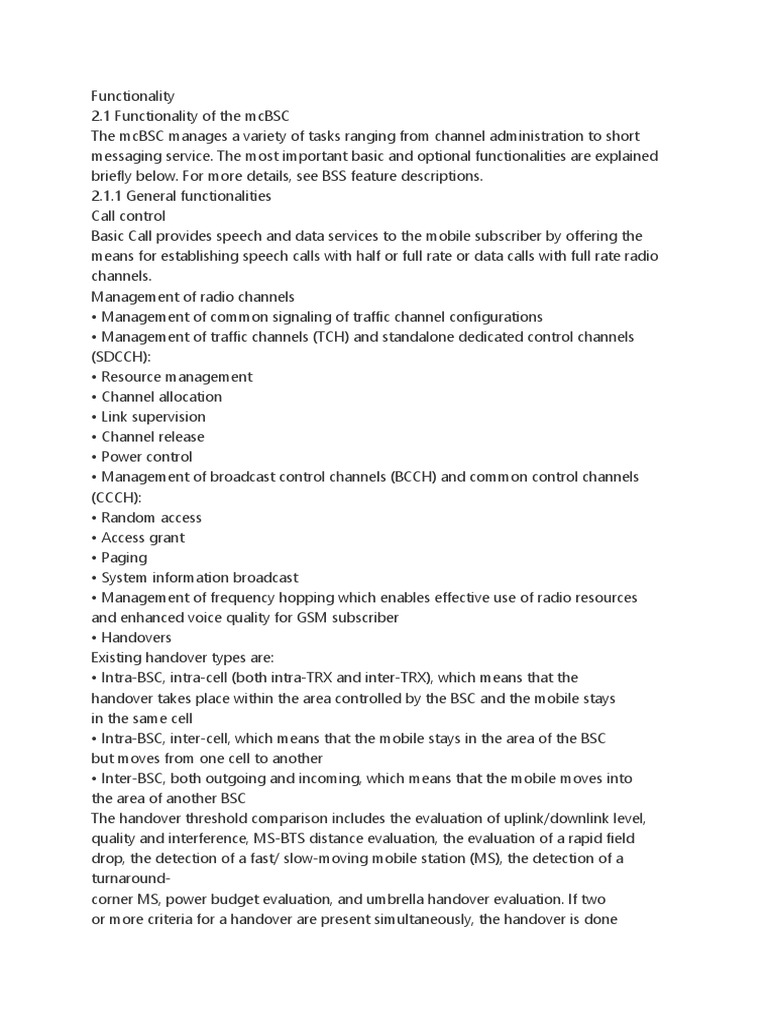 Functionality MCBSC Nokia | PDF | General Packet Radio Service | Gsm