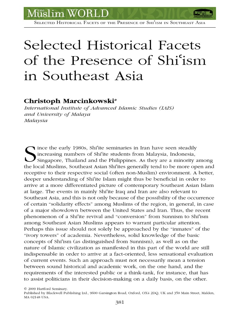 Selected Historical Facets of The Presence of Shiism in Southeast Asia ...
