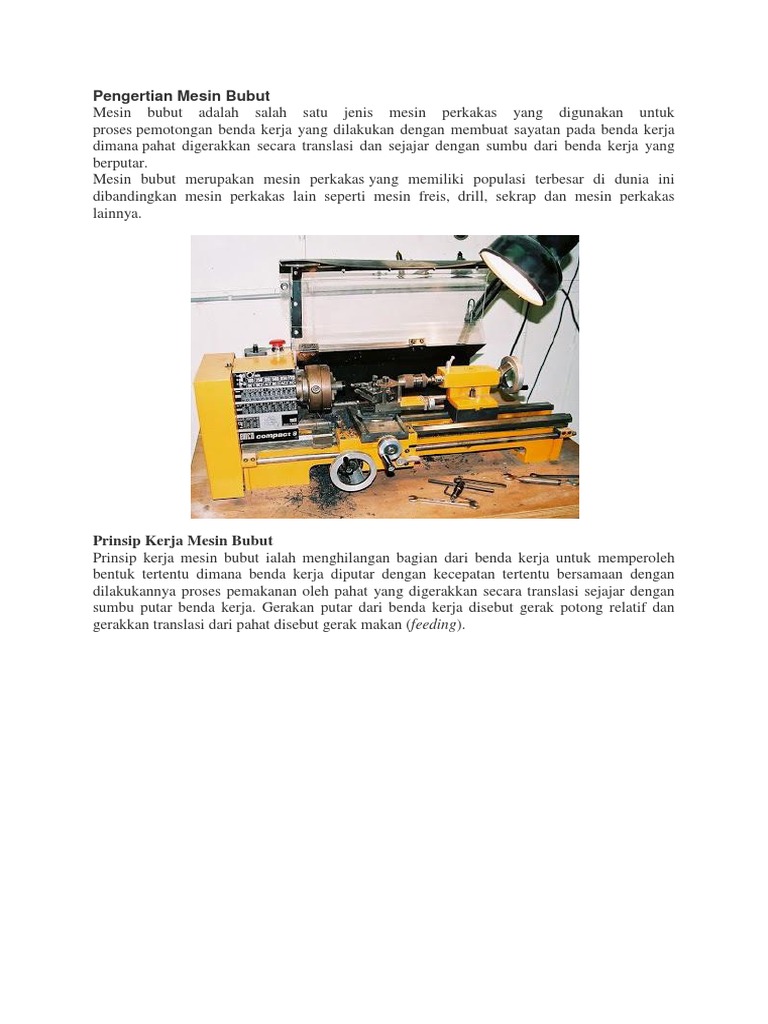 Pengertian Mesin Bubut | PDF