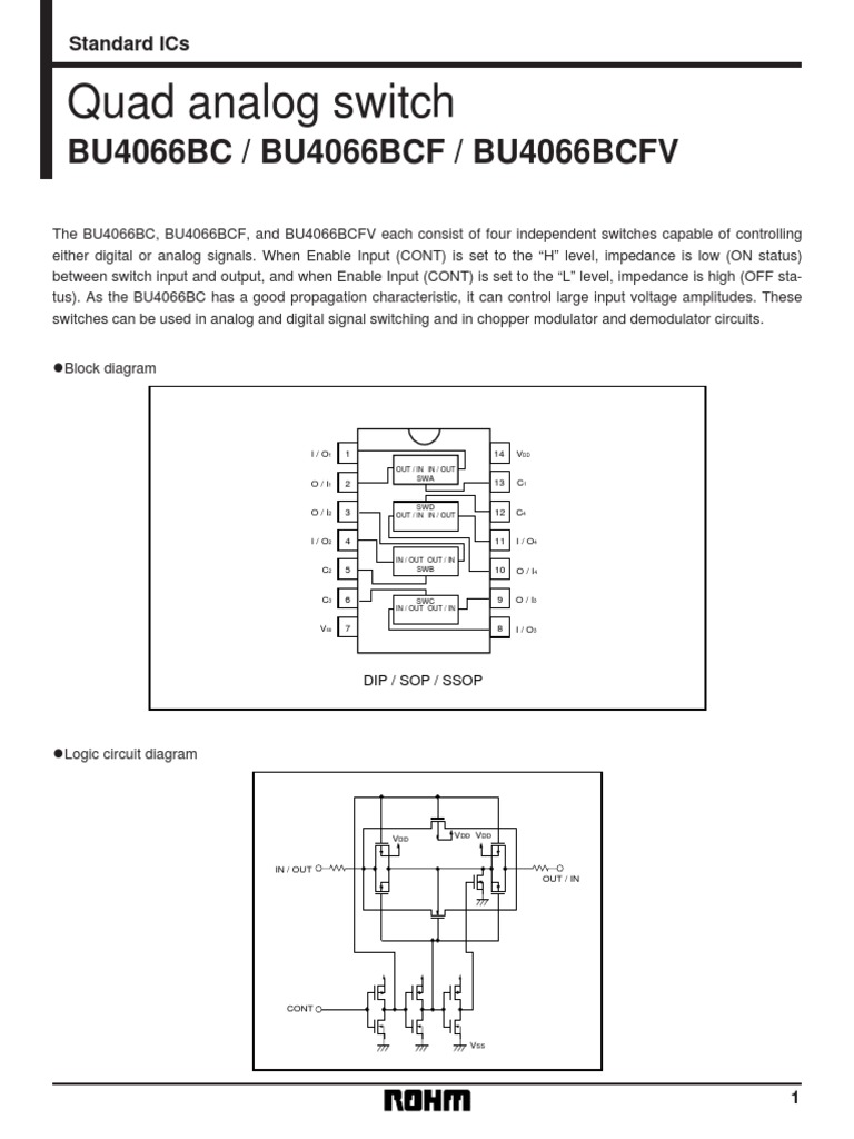 Quad Analog Switch: BU4066BC / BU4066BCF / BU4066BCFV | PDF | Electronic Circuits | Electrical ...