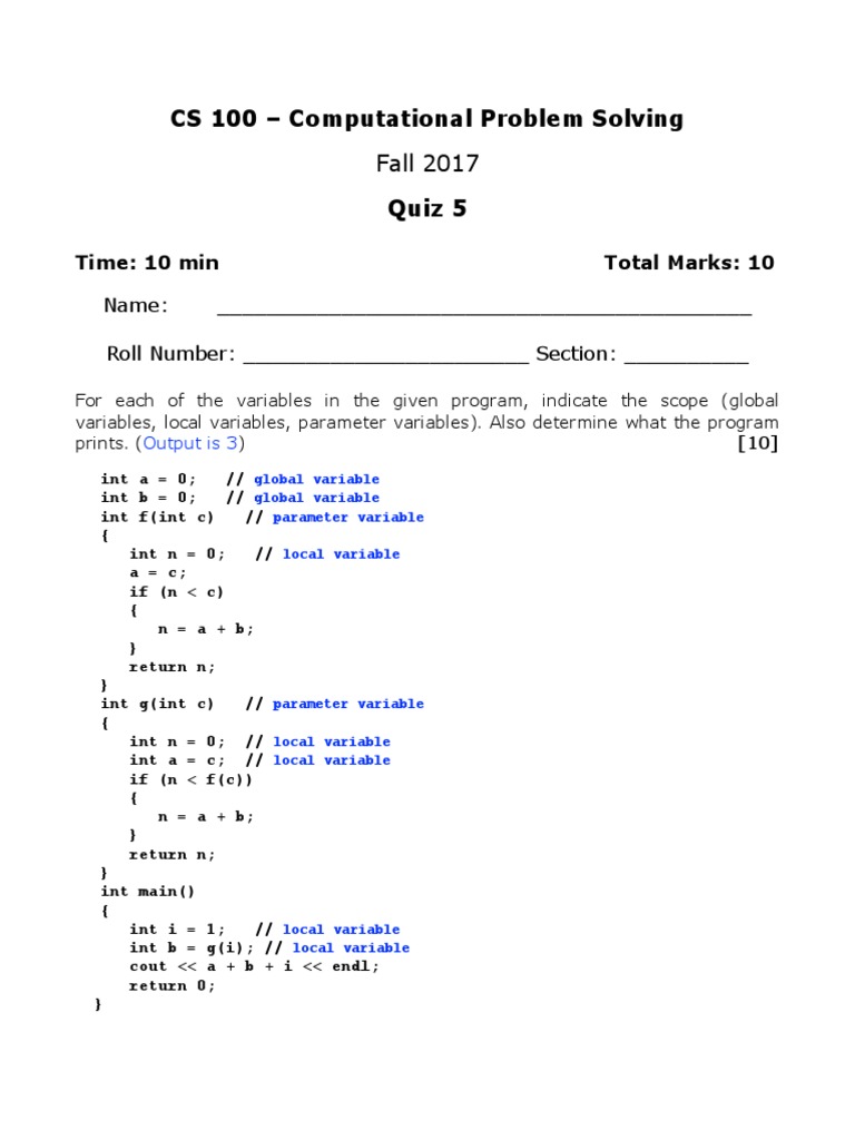 CS 100 - Computational Problem Solving: Fall 2017 | PDF