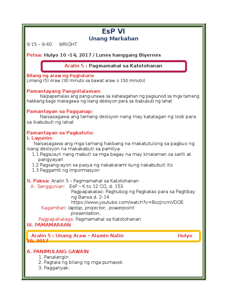 Week 5 Pagmamahal Sa Katotohanan