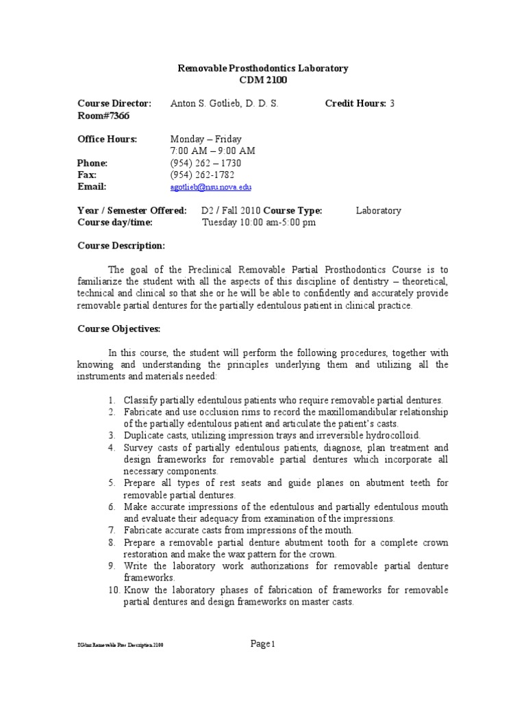 RPD Lab Sched | Download Free PDF | Dentures | Mouth