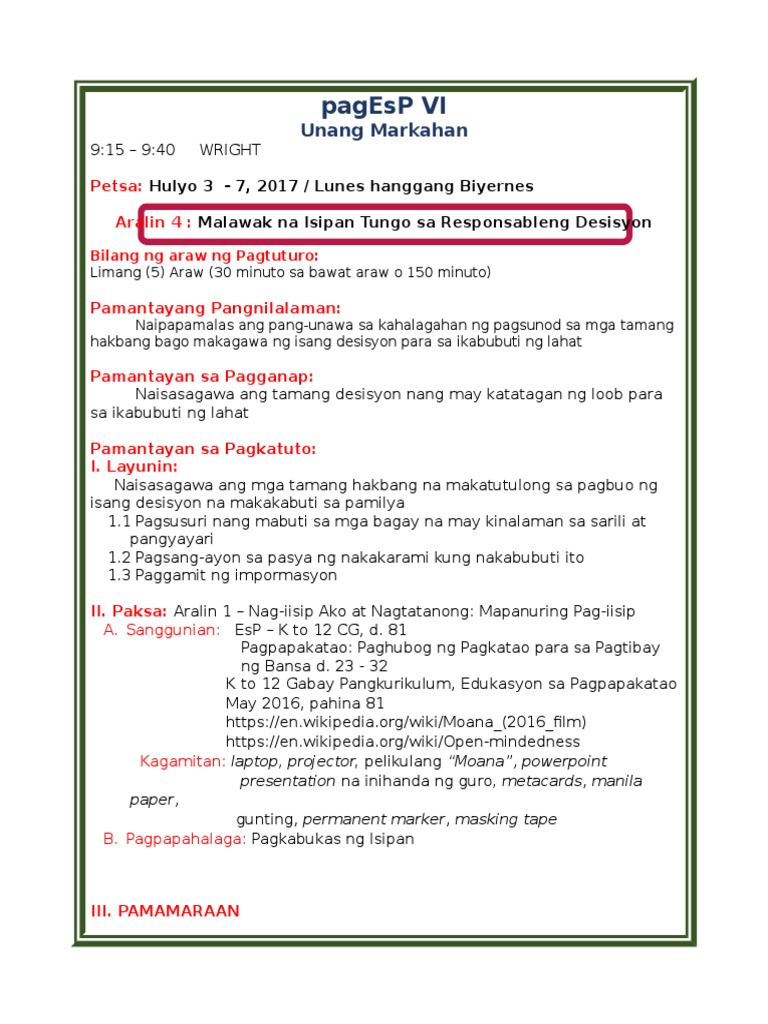 Week 4 LP Pagkabukas NG Isipan | PDF