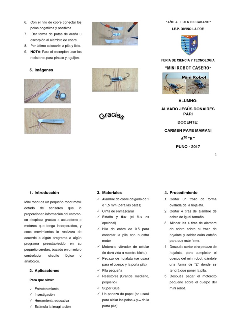 Tripticos de Robot Alvaro 2017 | PDF | Robot | Robótica
