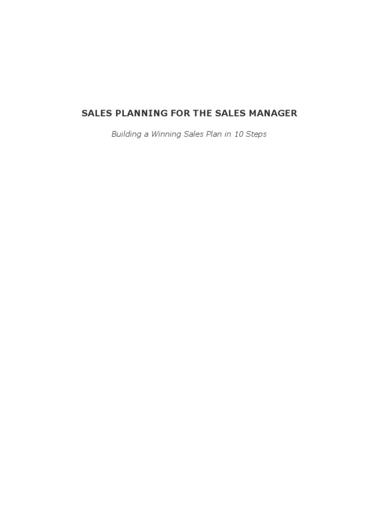 Sales Planning Guide for Managers | PDF | Sales | Market Share