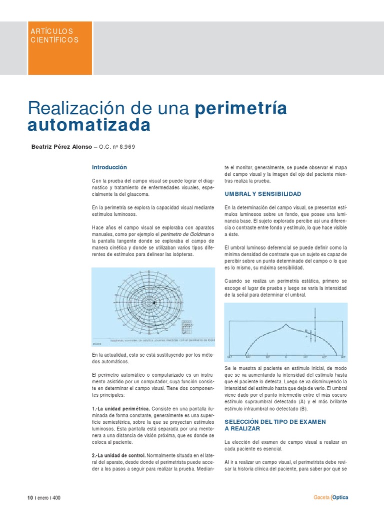 Art Realización de Una Perimetría PDF | PDF | Percepción visual | Ojo ...