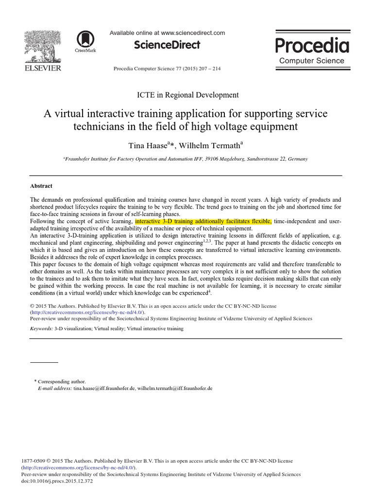 A Virtual Interactive Training Application For Supporting 2015 Procedia ...