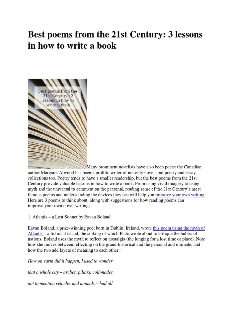 Best Poems From The 21st Century: 3 Lessons in How To Write A Book ...