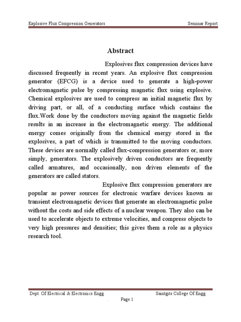 Explosive Flux Compression Generator | PDF | Nature | Electric Generator