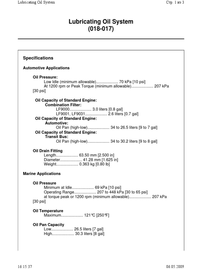 Lubricating Oil System | PDF | Lubricant | Litre