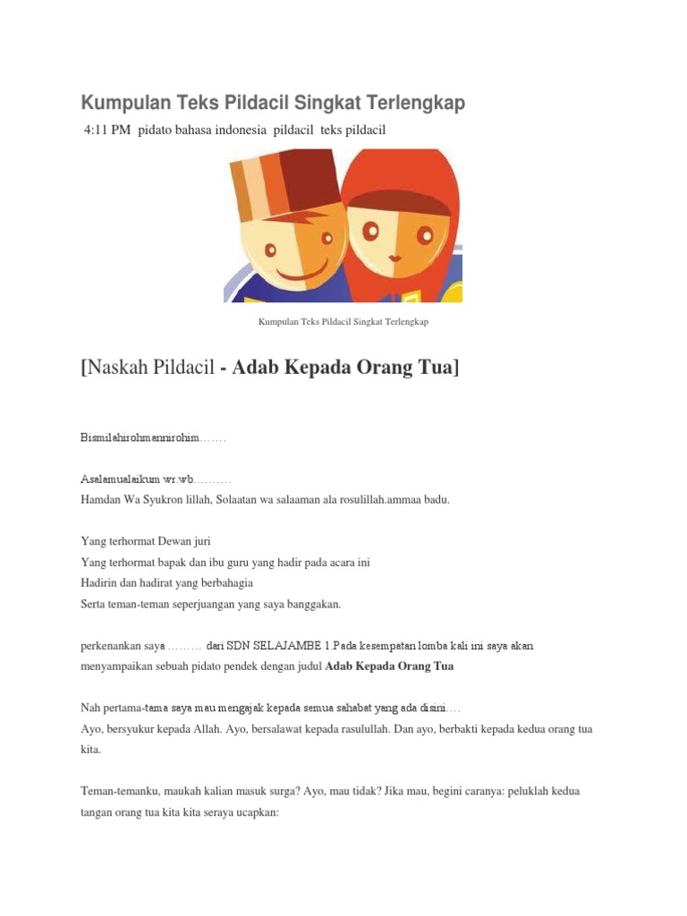 Kumpulan Teks Pildacil Singkat Terlengkap | PDF