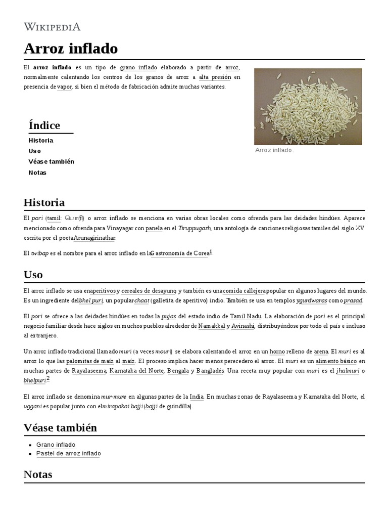 Arroz Inflado | PDF | Arroz | Cereales
