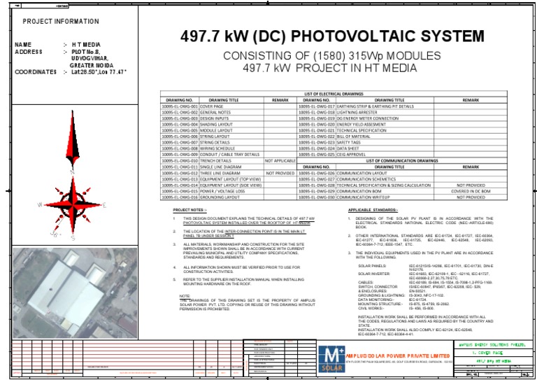 El DWG 001 Cover Page | PDF | Photovoltaic System | Photovoltaics