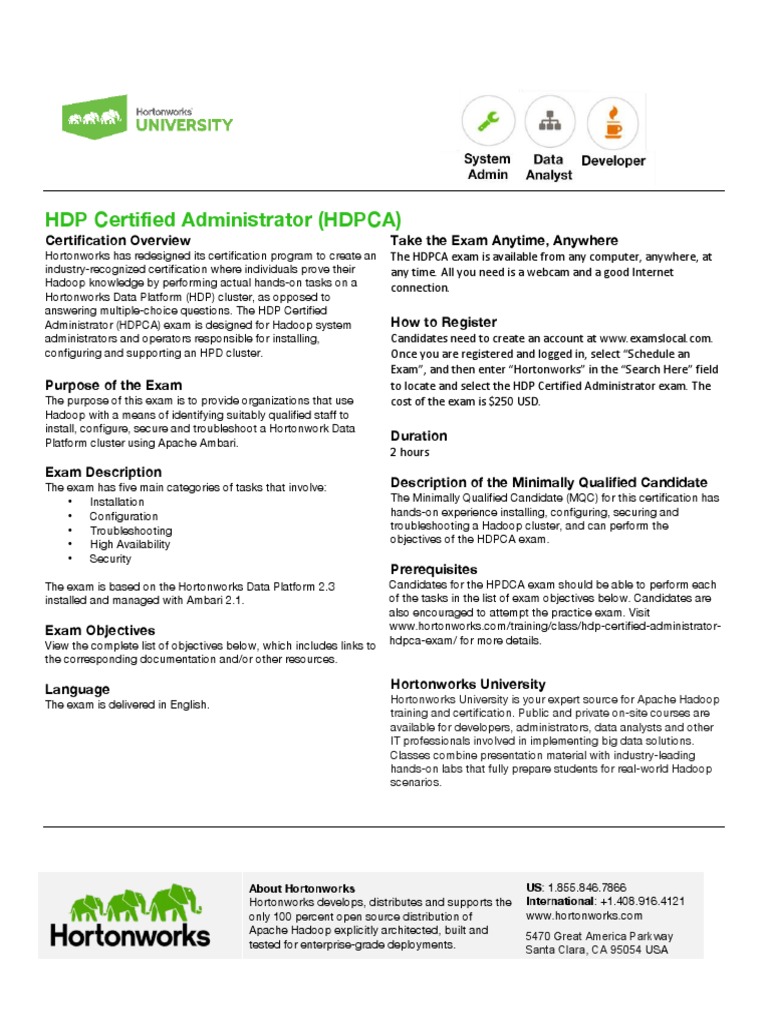 HDP Certified Administrator (HDPCA) : Certification Overview Take The ...