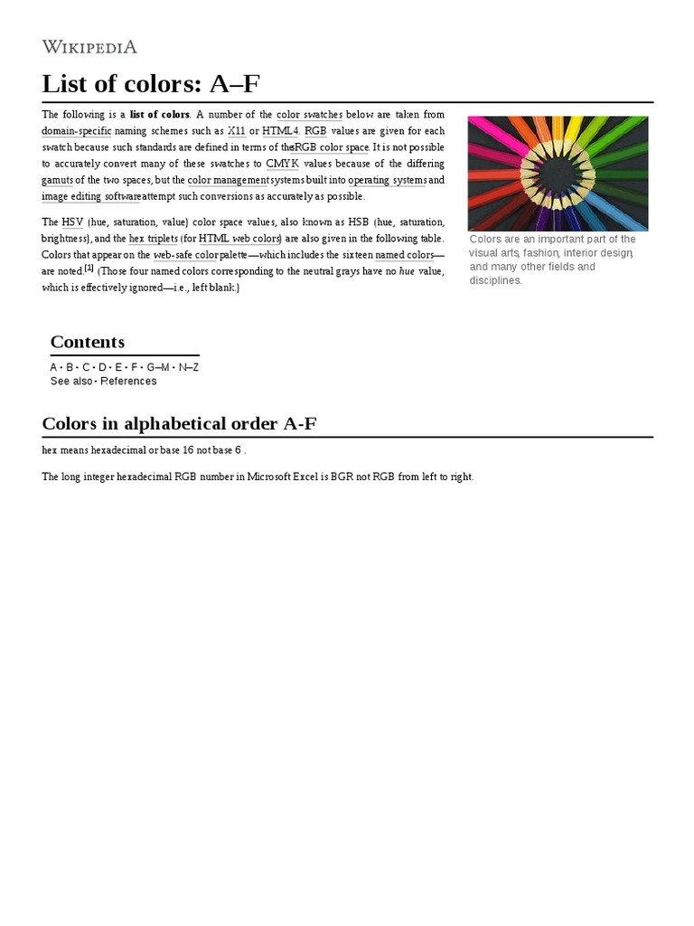 List of Colors A-F | PDF | Rgb Color Model | Hue