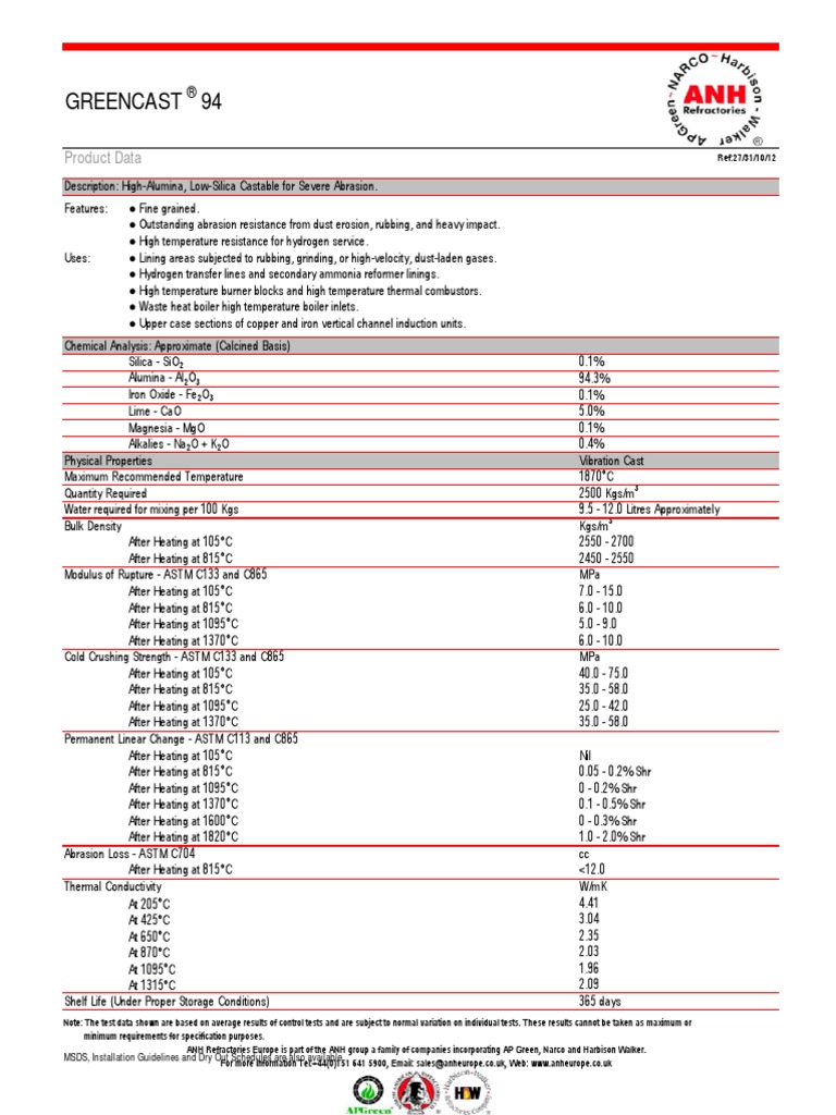 Greencast 94 Plus | PDF | Physical Chemistry | Materials
