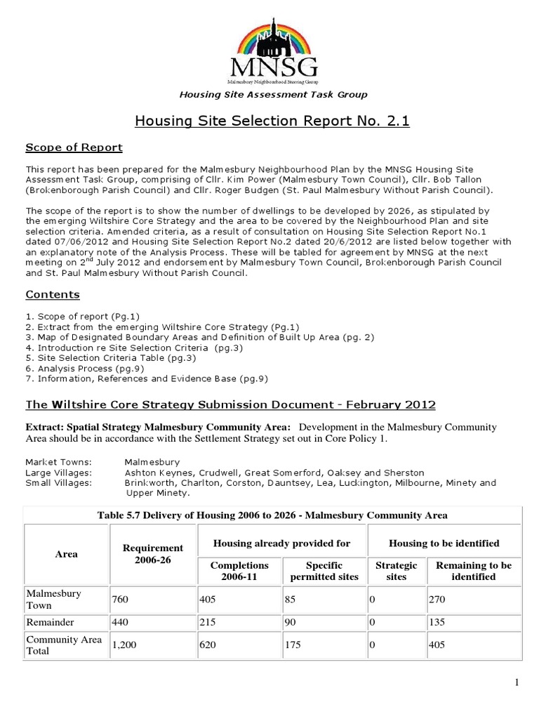 Housing Site Selection Criteria Report 2 1amds | PDF | Trail | Road
