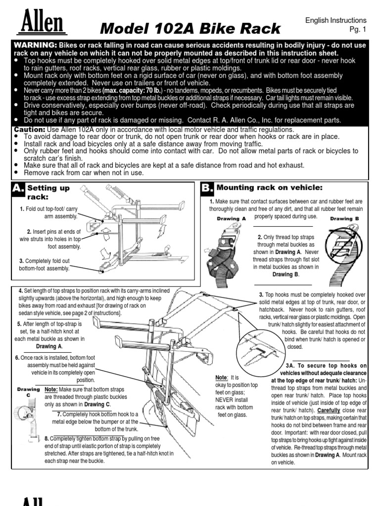 Bike Rack Instructions | Download Free PDF | Trunk (Car) | Tire
