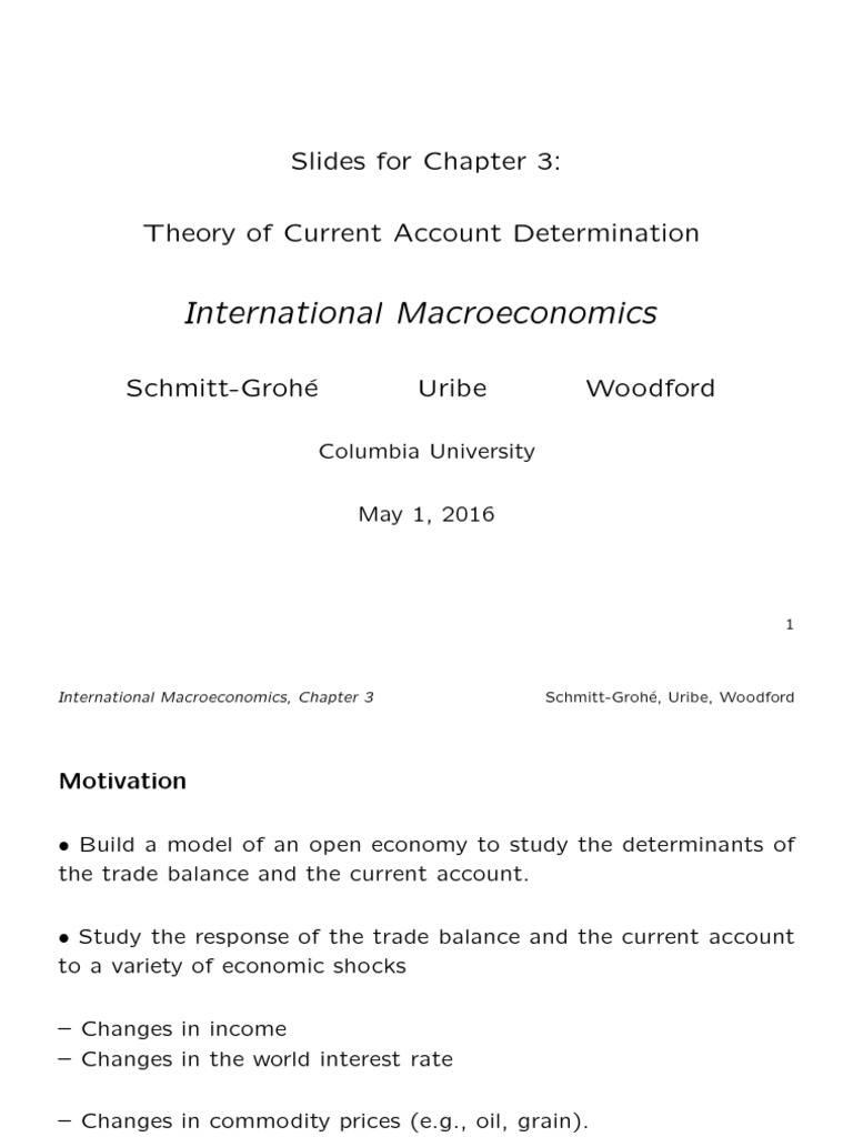 International Macroeconomics: Slides For Chapter 3: Theory of Current ...