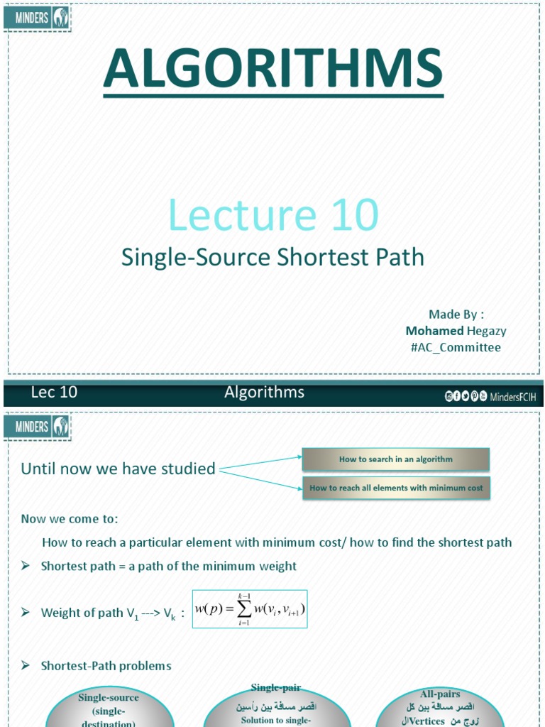 Algorithms Single Source Shortest Path Pdf Operations Research Combinatorics