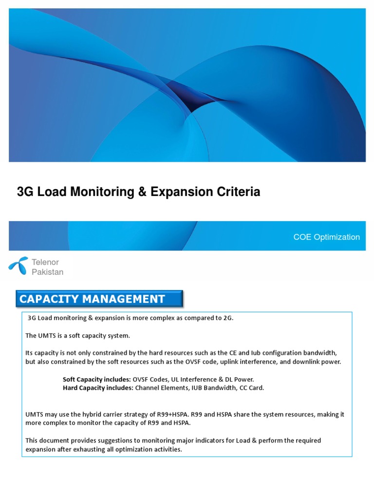 3G Expansion Criteria - Optimization Activities | PDF | Physical Layer ...