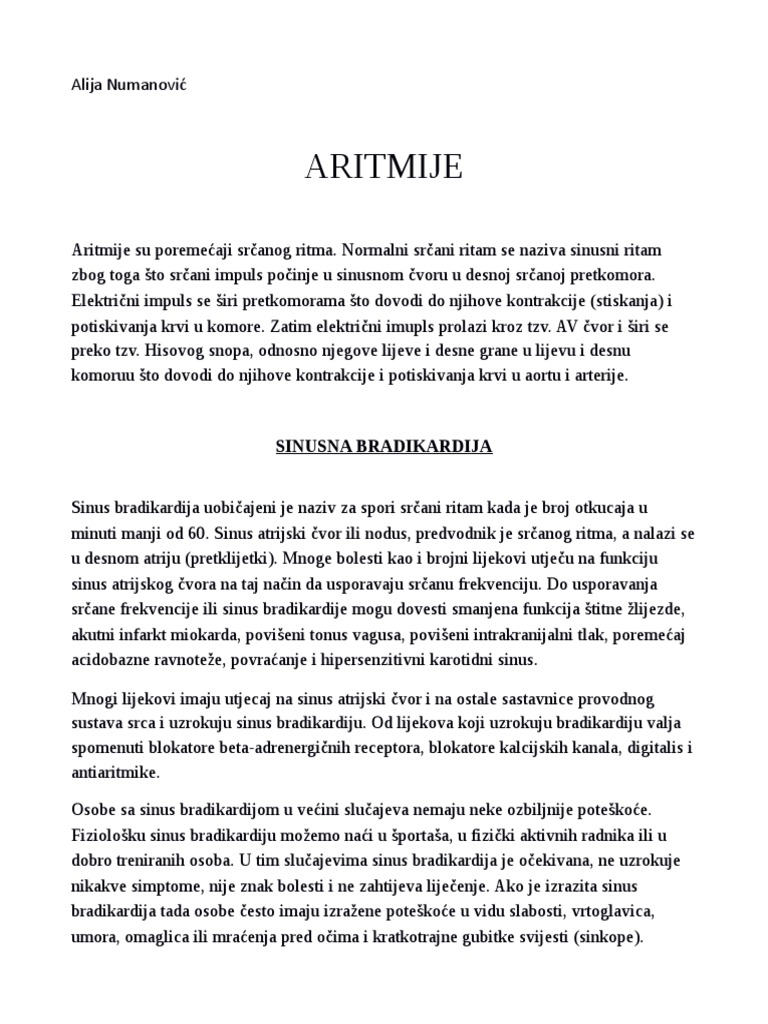Aritmije Seminarki Docx 3 | PDF