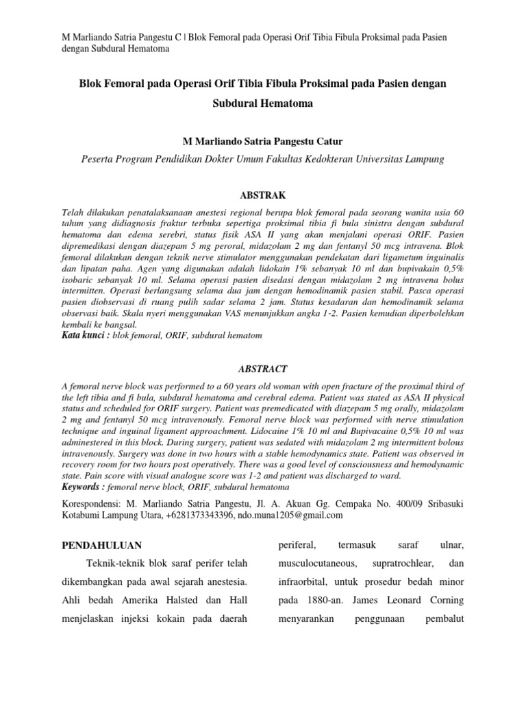 Jurnal Case Report Contoh | PDF