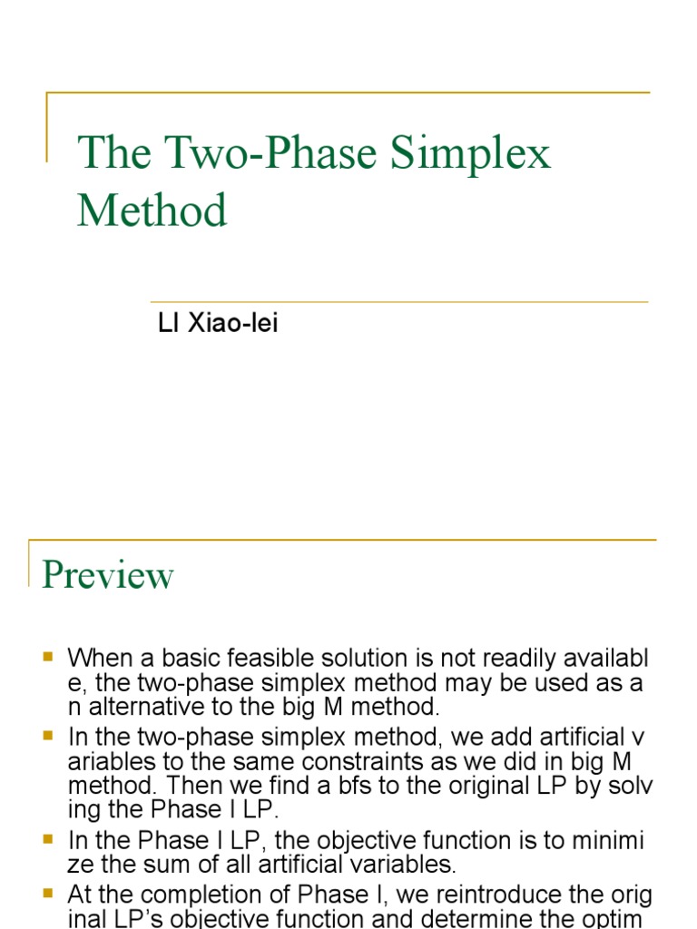 The Two-Phase Simplex Method | PDF | Mathematics Of Computing ...