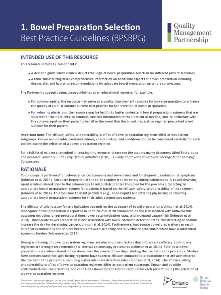 1 Bowel Preparation Guidelines FN | PDF | Colonoscopy | Colorectal Cancer