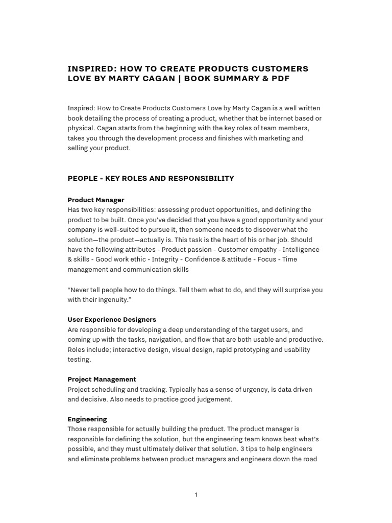 Inspired by Marty Cagan Book Summary and PDF | PDF | Usability | Prototype