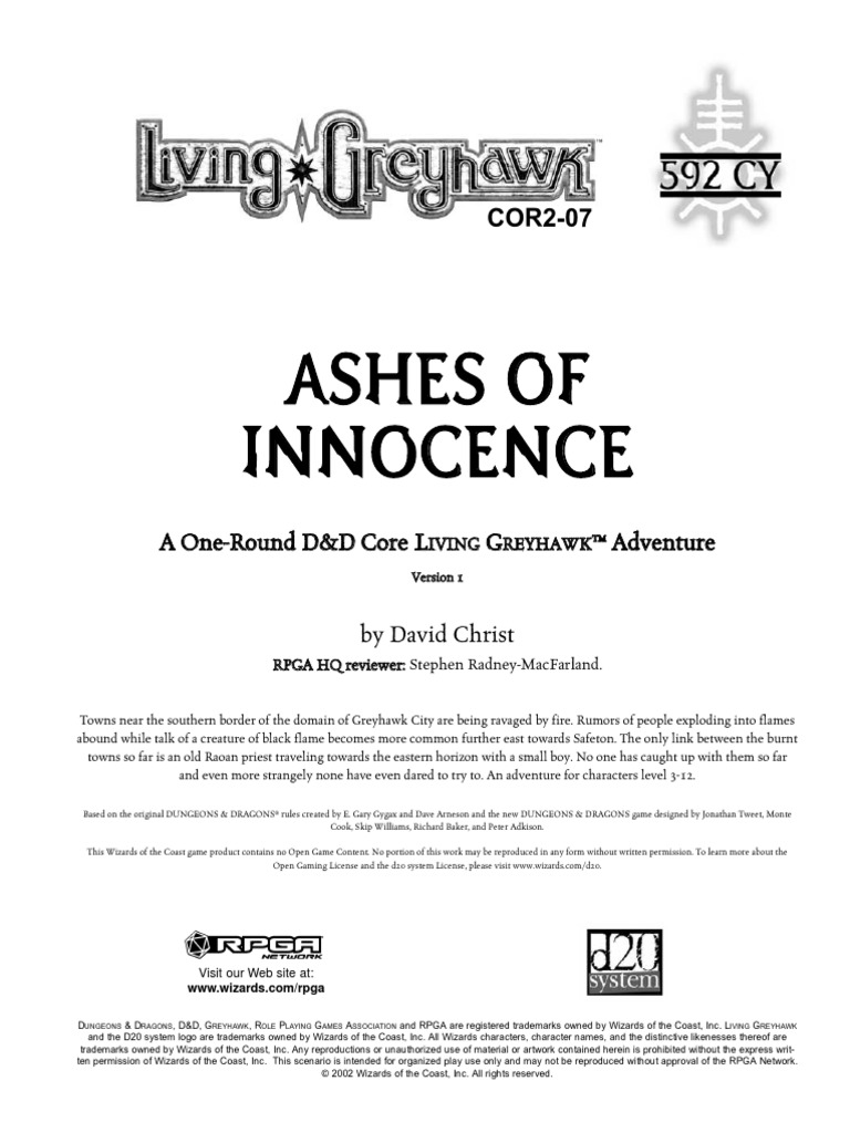 COR2-07 Serve A Greater Good - 1 - Ashes of Innocence | PDF | Dungeons ...